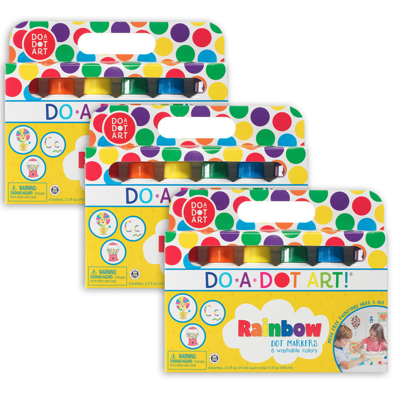 DO-A-DOT ART! - Washable Rainbow Dot Markers, 6 Colors Per Pack, 3 Pac