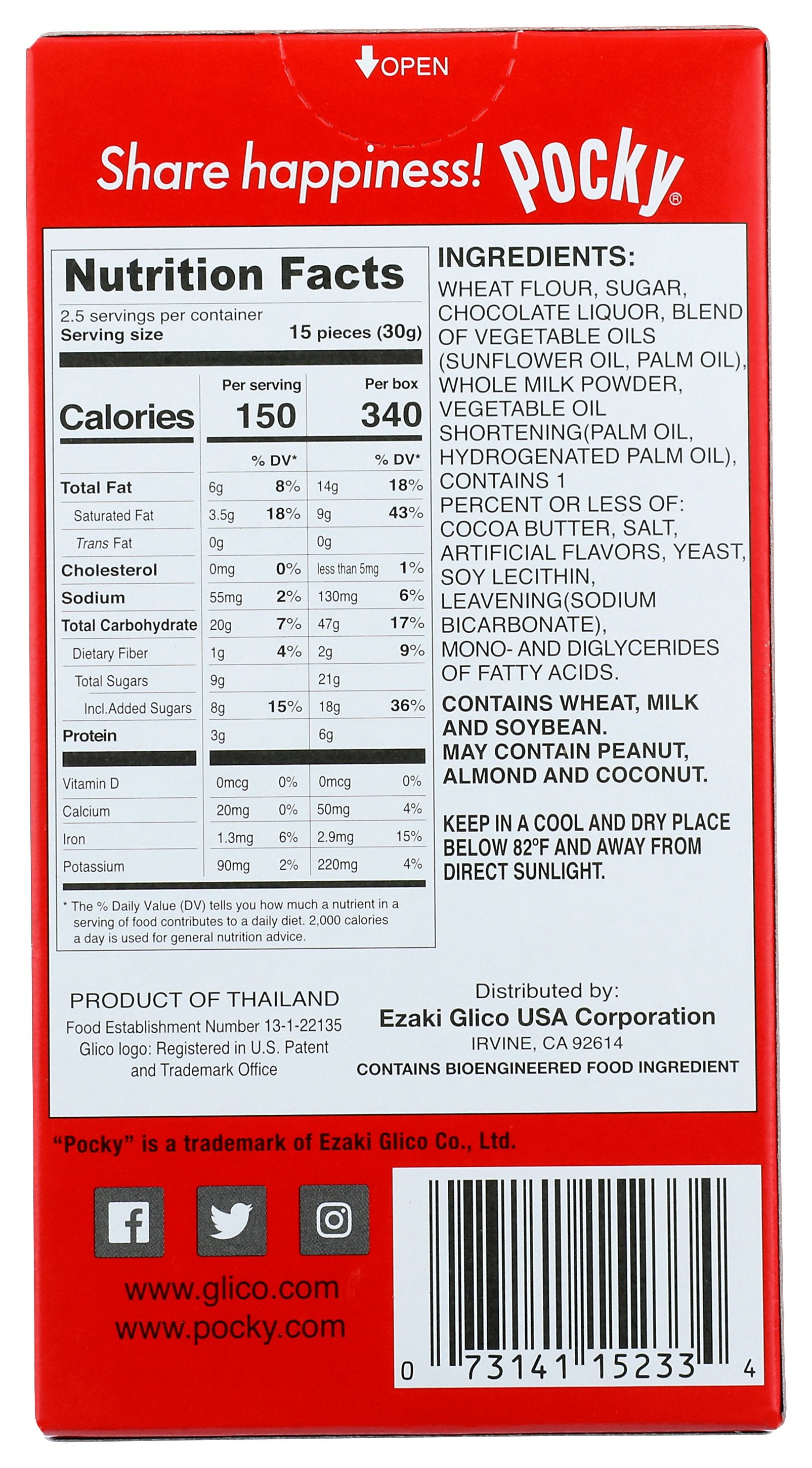 GLICO SNACK POCKY CHOCO ENG - Case of 10