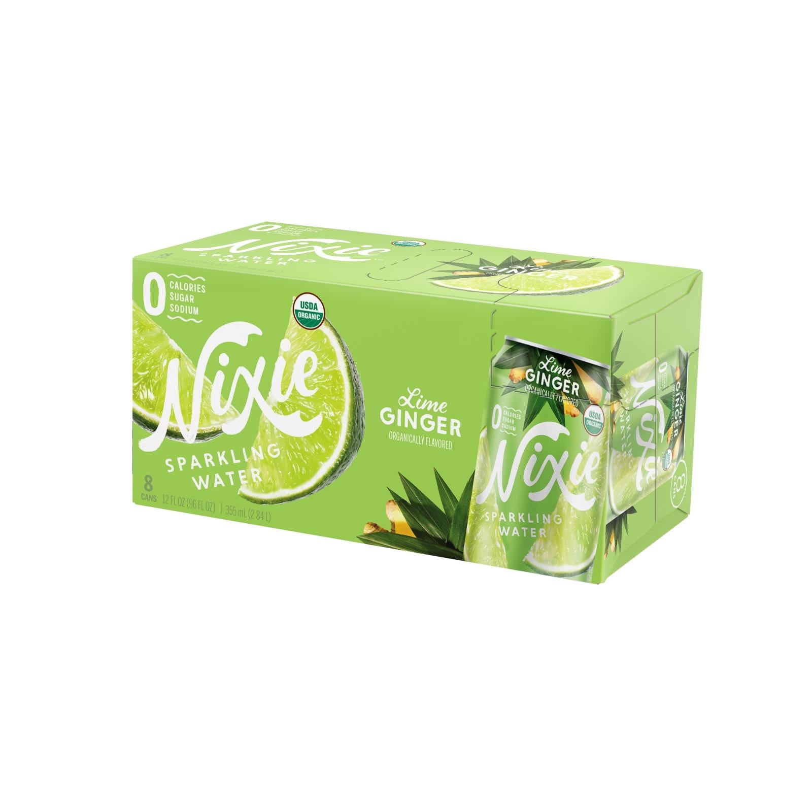 Nixie Sparkling Water - Sparkling Water Lime Ginger - Case of 3 - 8/12