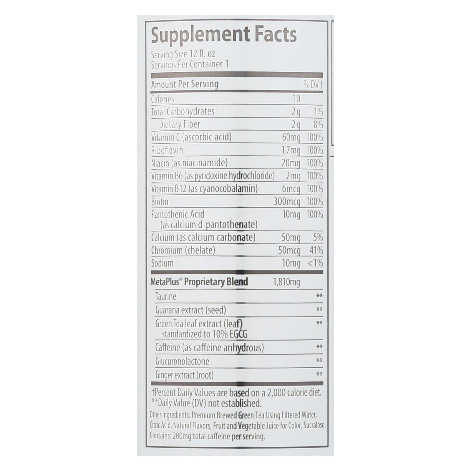 Celsius Non-Carbonated Raspberry Acai Green Tea Dietary Supplement - C