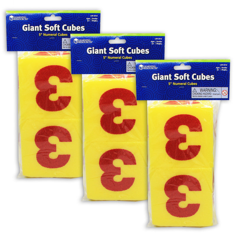 LEARNING RESOURCES - Giant Soft Numeral Cubes, 2 Per Pack, 3 Packs