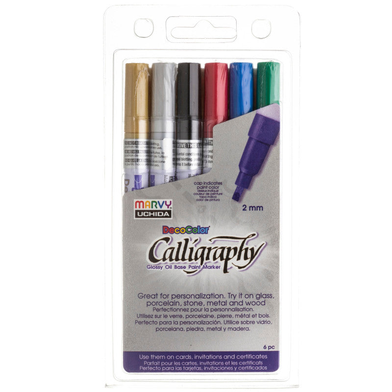 MARVY UCHIDA - Calligraphy Paint Marker Set, 6 Colors