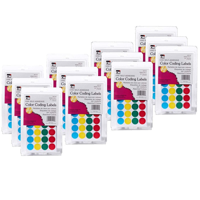 CHARLES LEONARD - Self-Adhesive Color-Coding Labels, Assorted Colors,