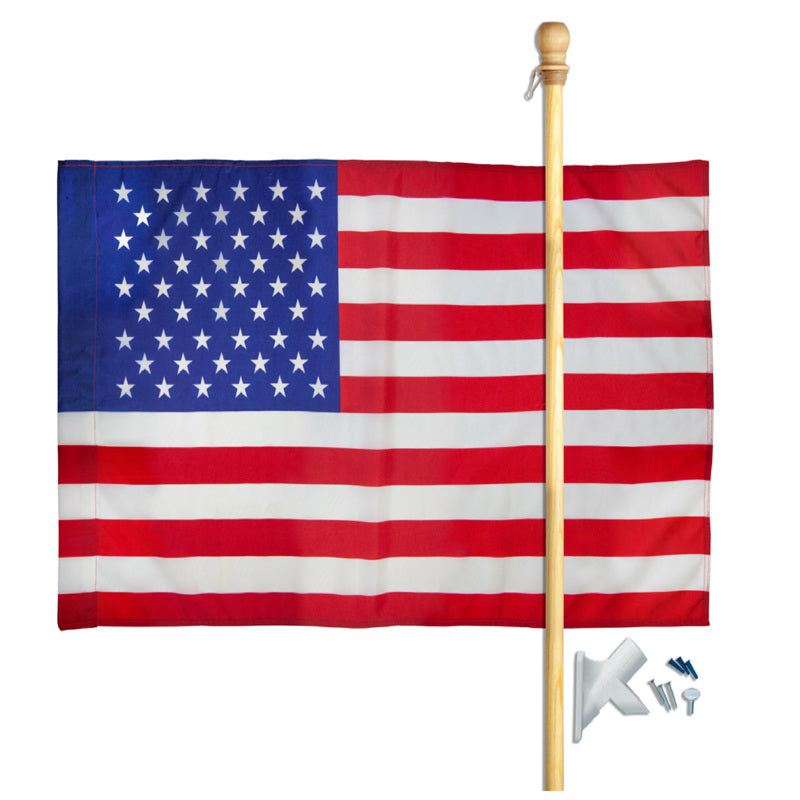 VALLEY FORGE - Valley Forge American Flag Set 30 in. H X 4 ft. W