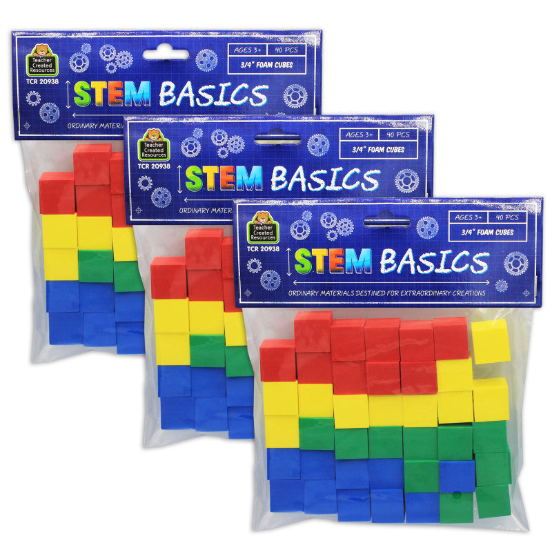 TEACHER CREATED RESOURCES - STEM Basics: Multicolor 3/4" Foam Cubes, 4