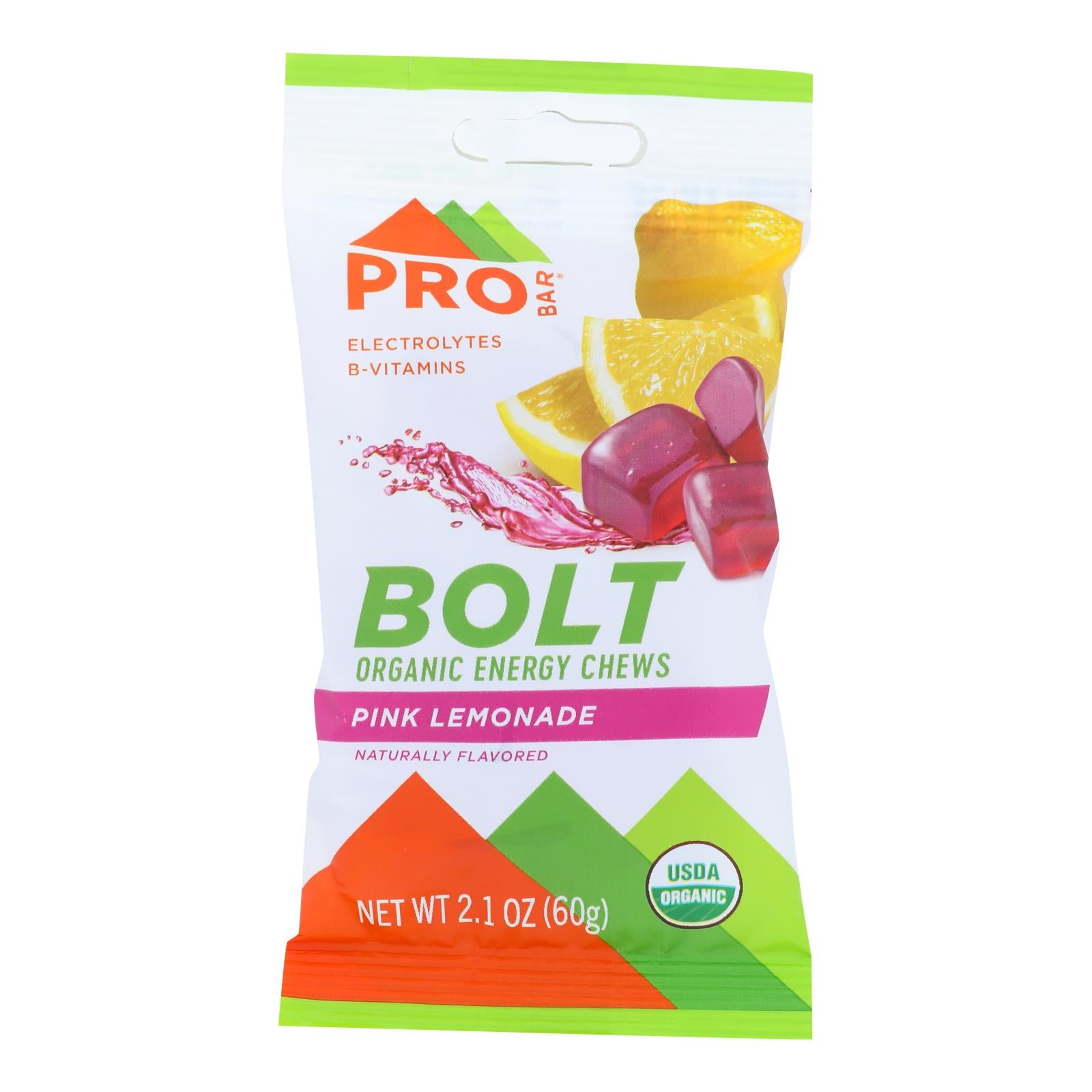 Probar Bolt Organic Pink Lemonade Energy Chews - Case of 12 - 2.1 OZ