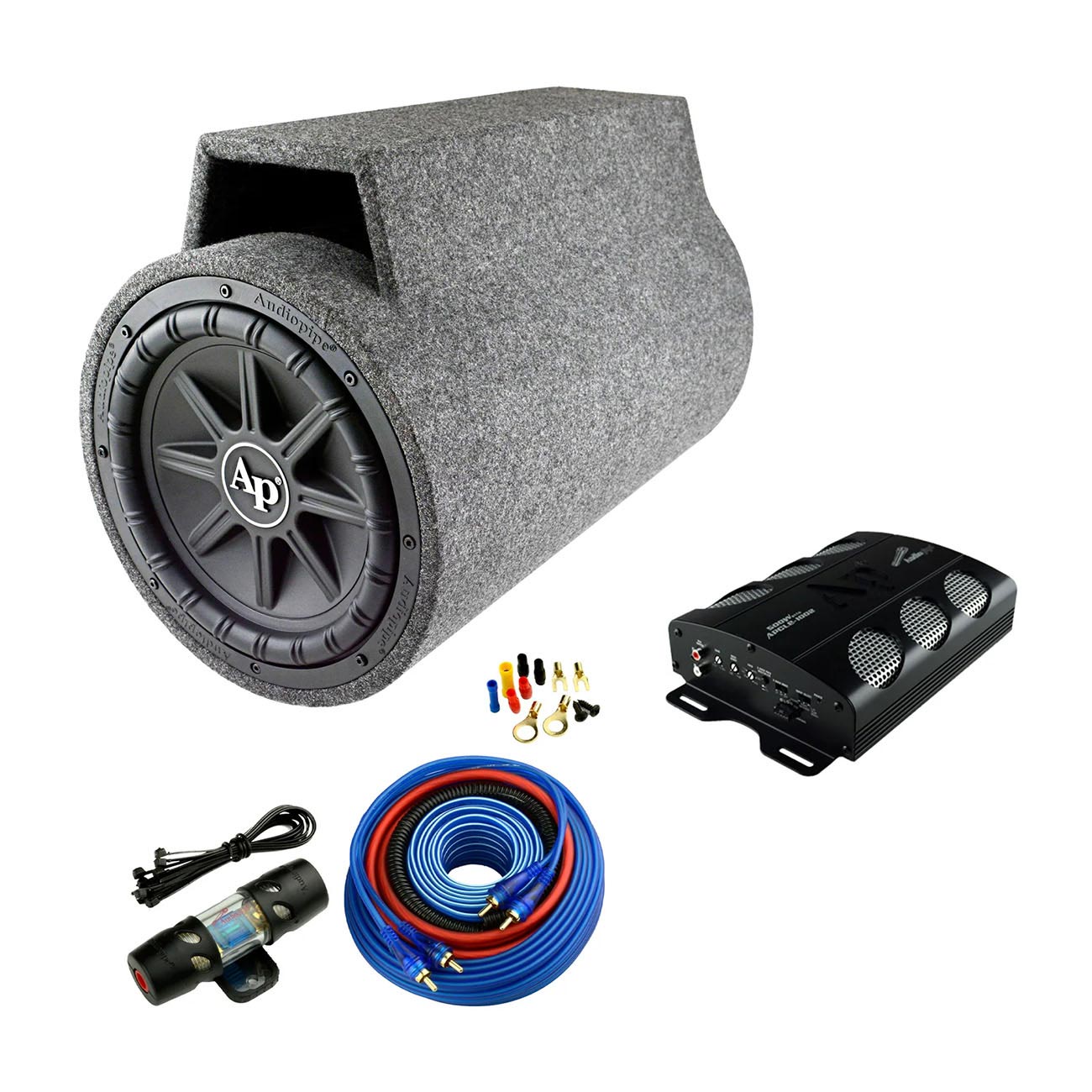 Audiopipe 10" Single Vented Loaded Tube 800 Watt Super Bass Combo Pack