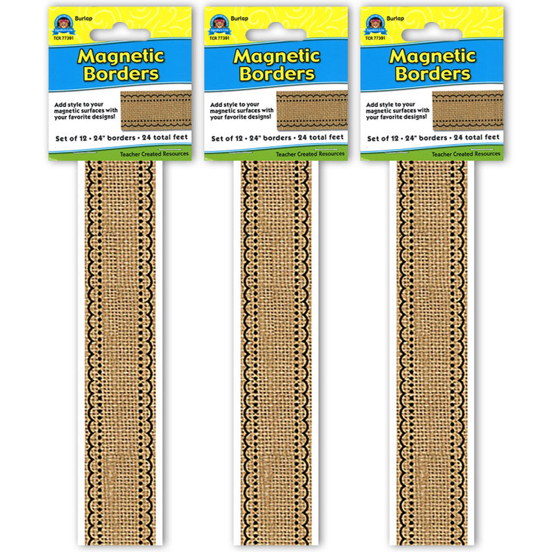 TEACHER CREATED RESOURCES - Burlap Design Magnetic Border, 24 Feet Per