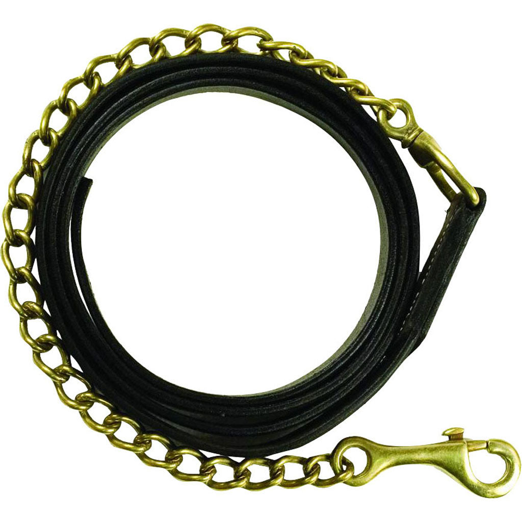 Gatsby Leather Lead W/20 Chain (HAVANA, 6.5 FT X 20 IN)